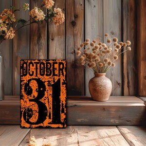 October 31 Number Date Halloween Metal Sign Decoration Modern Farmhouse ...
