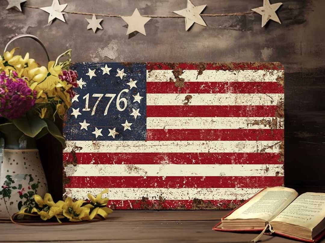 Primitive Fourth of July Decor - Betsy Ross 13 Star 1776 American Flag ...
