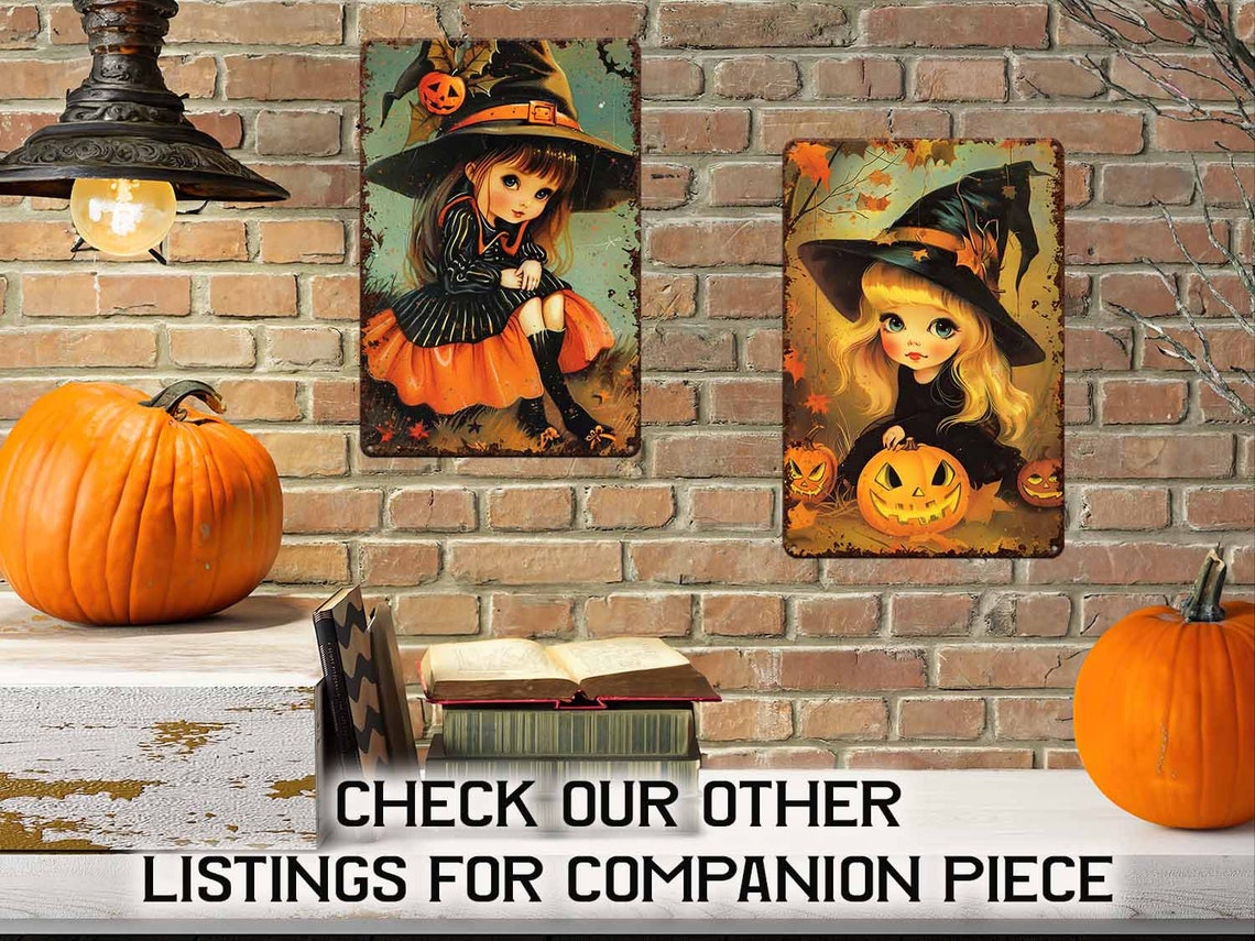 Cute Retro Kitsch Halloween Decor Art Sign - Mid Century Modern - Wall ...