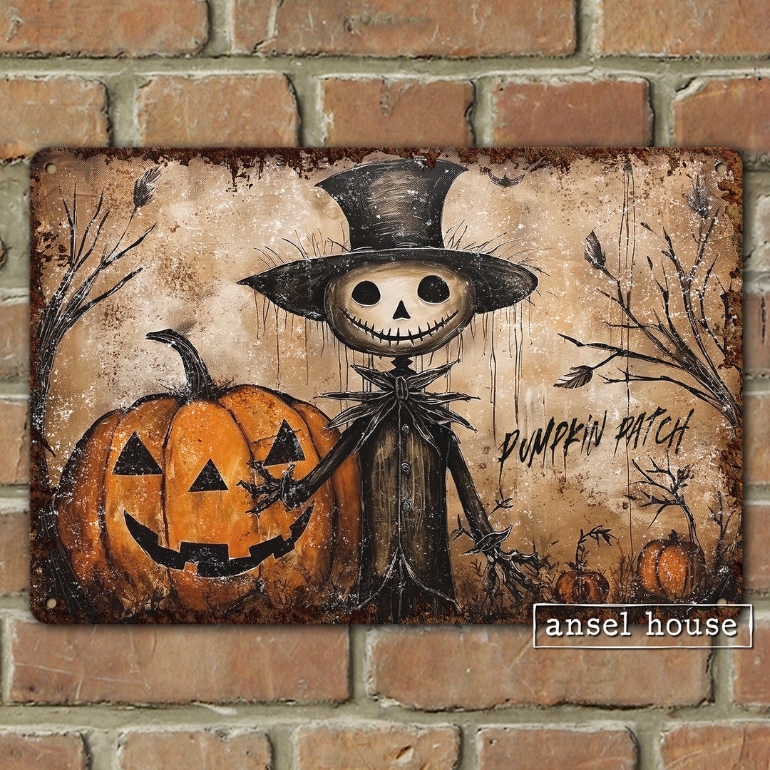 Primitive Halloween Decor Metal Sign Decoration Antique Rustic Porch ...