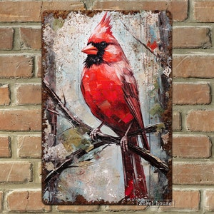 Male Cardinal Wall Decor Metal Sign Christmas Wall Art Mantle ...