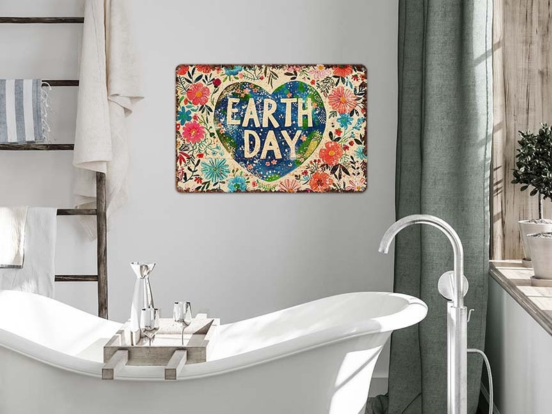 Earth Day Decor - Mantle Door Decoration Metal Art Sign - Safe Indoor ...