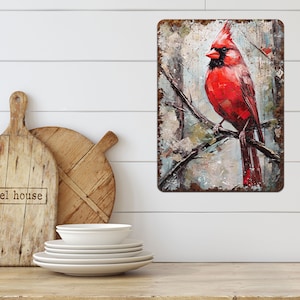 Male Cardinal Wall Decor Metal Sign Christmas Wall Art Mantle ...