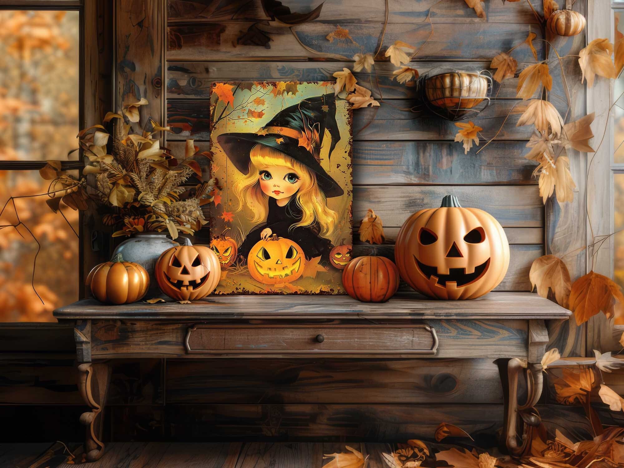 Cute Retro Kitsch Halloween Decor Art Sign - Mid Century Modern - Wall ...