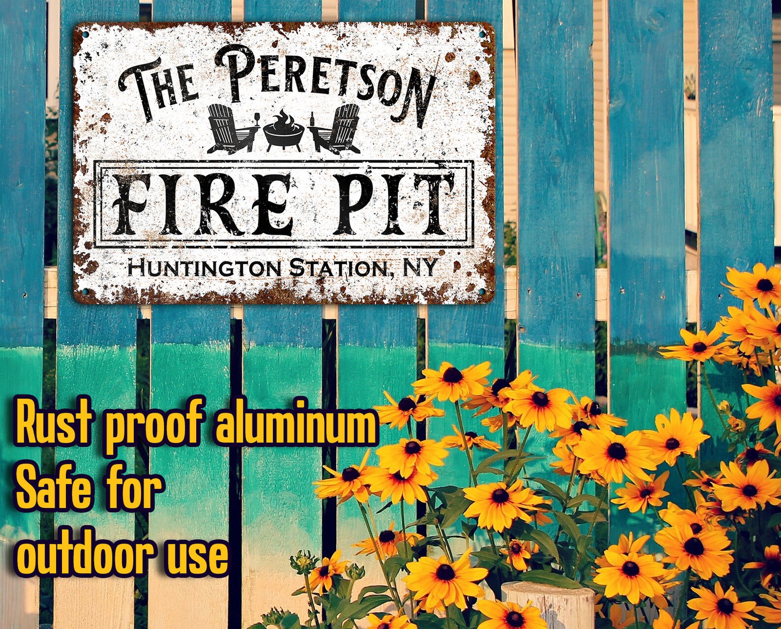 Fire Pit Sign Custom Personalized Family Last Name Patio | Etsy