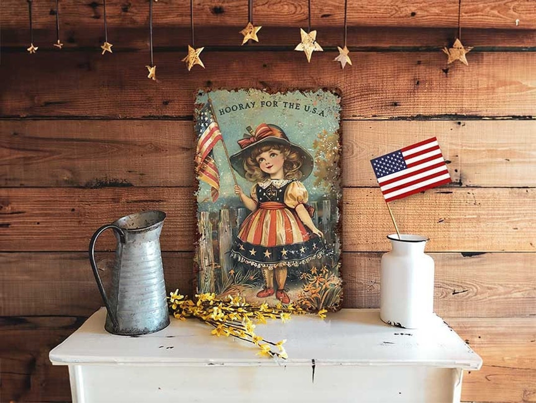 Primitive 4th of July Decor - Victorian Patriotic Art Sign - Rustic ...