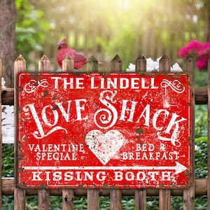 Custom Love Shack Valentines Day Decor Metal Sign Personalized Family ...