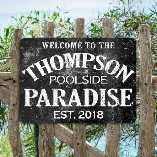 Poolside Paradise Swimming Pool Patio Metal Sign Pool and - Etsy