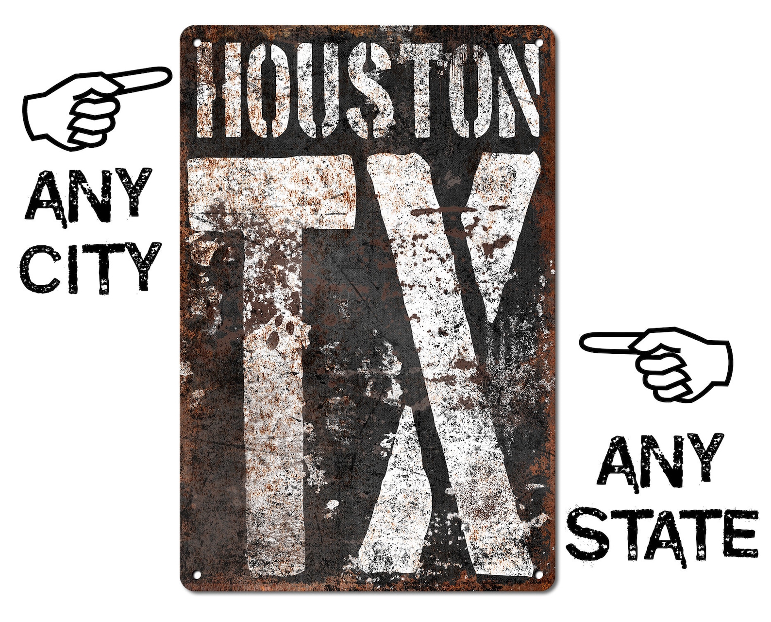 Metal Texas Wall Art Sign Personalize With Any City or State - Etsy