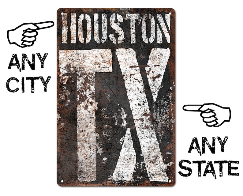 Metal Texas Wall Art Sign Personalize With Any City or State Decoration ...