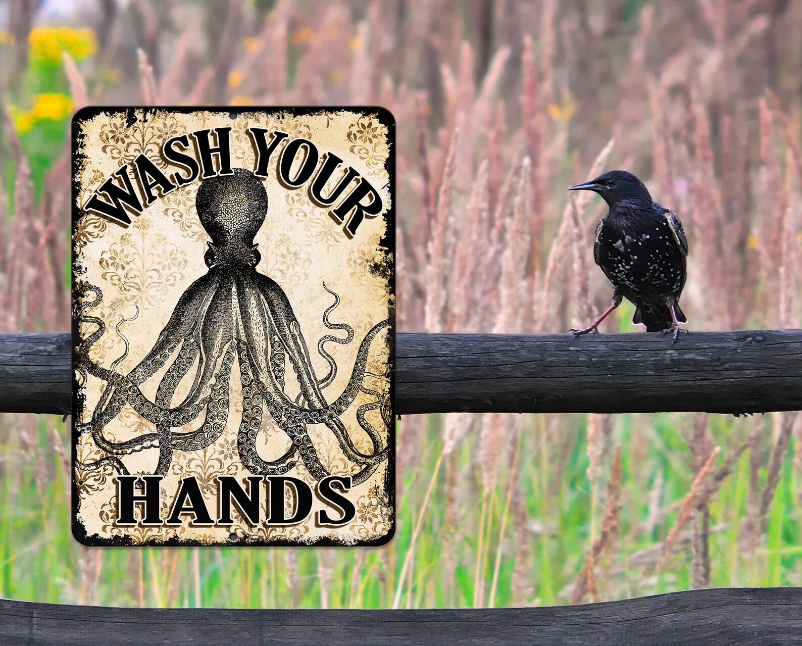 Octopus Wash Your Hands Bathroom Wall Decor Kitchen Art - Etsy