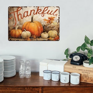 Thanksgiving Wall Decor Mantle Art Rustic Metal Sign - Indoor -outdoor ...