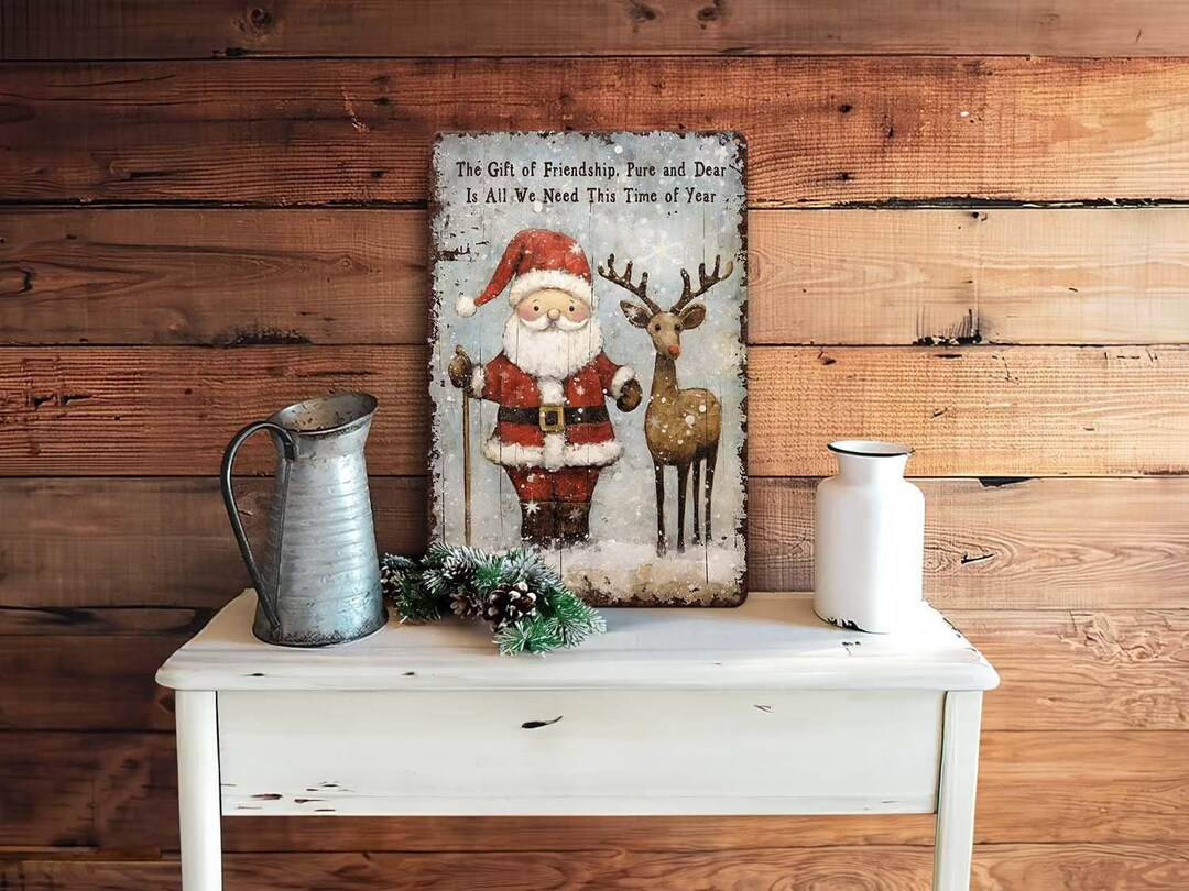 Primitive Rustic Metal Christmas Wall Art Mantle Sign Decoration ...
