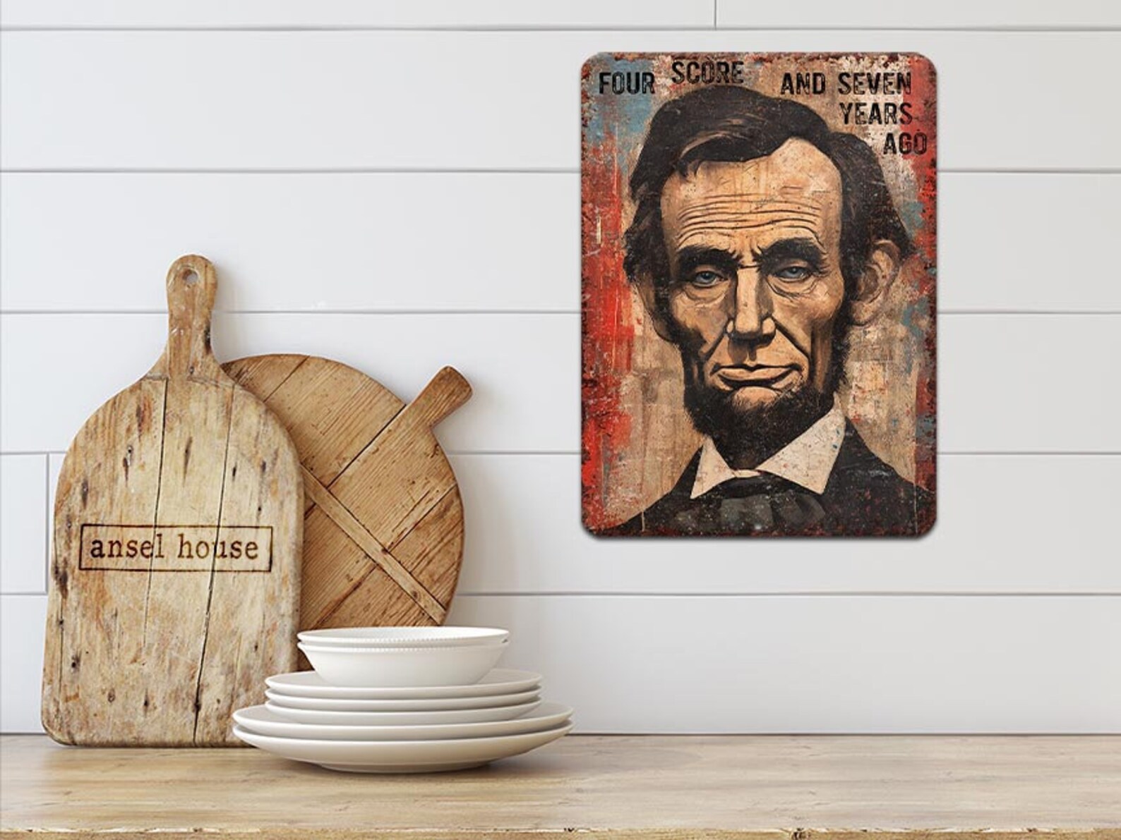 Primitive Rustic Abraham Lincoln Americana Art Sign Decor - Metal Folk ...