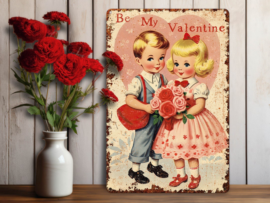 Valentines Day Decor Vintage Retro Style Metal Wall Art Sign Primitive ...