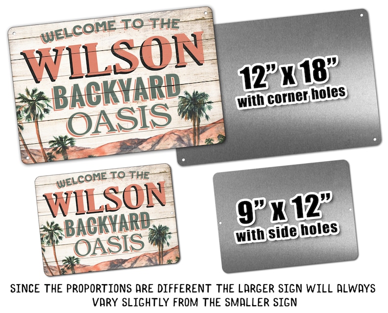 Backyard Oasis Patio Welcome Sign Custom Personalized Family Last Name ...