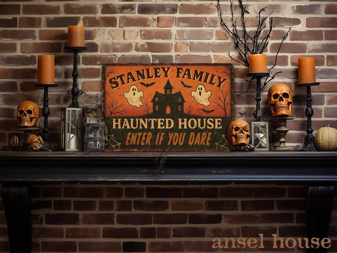 Custom Halloween Haunted House Metal Sign – Primitive Rustic ...