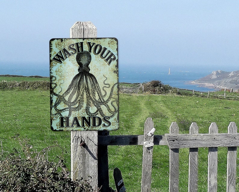 Octopus Wash Your Hands Bathroom Wall Decor Kitchen Art - Etsy