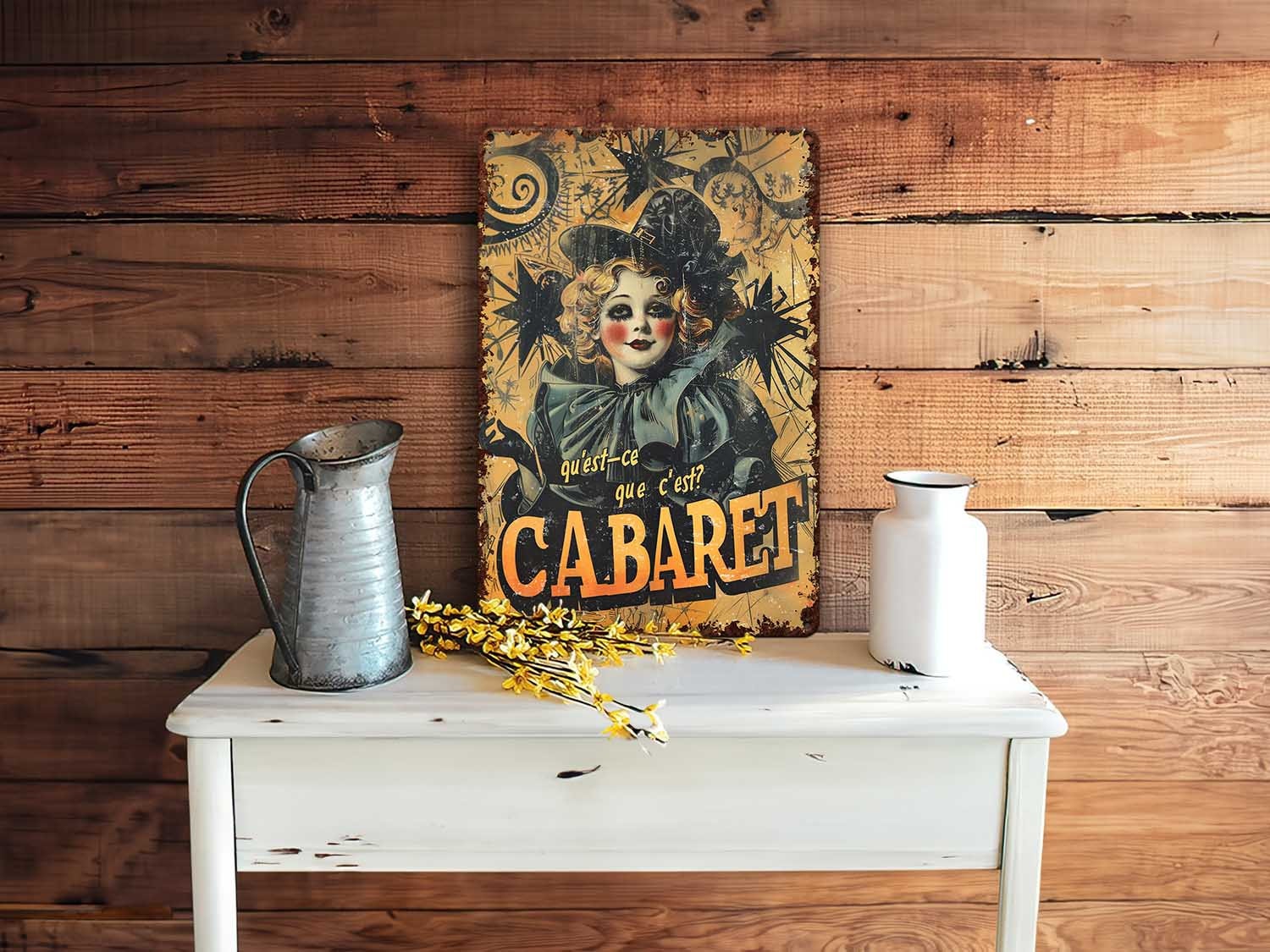 Vintage Victorian Cabaret Mantle Decor - Metal Sign Decoration Antique ...