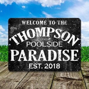 Poolside Paradise Backyard Swimming Pool Patio Sign Custom - Etsy
