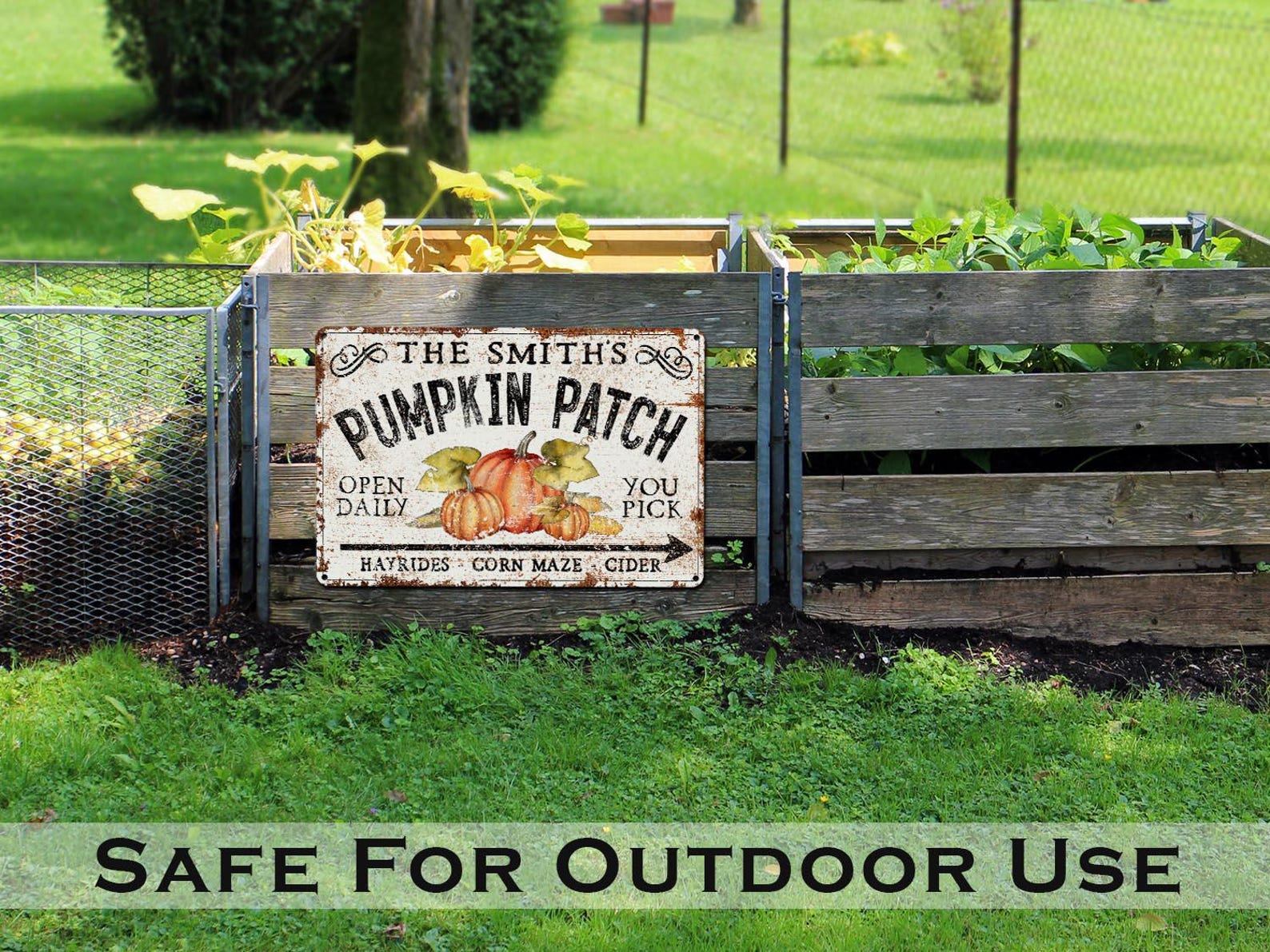Custom Pumpkin Patch Farm Metal Sign Personalized Name Porch Patio Door ...