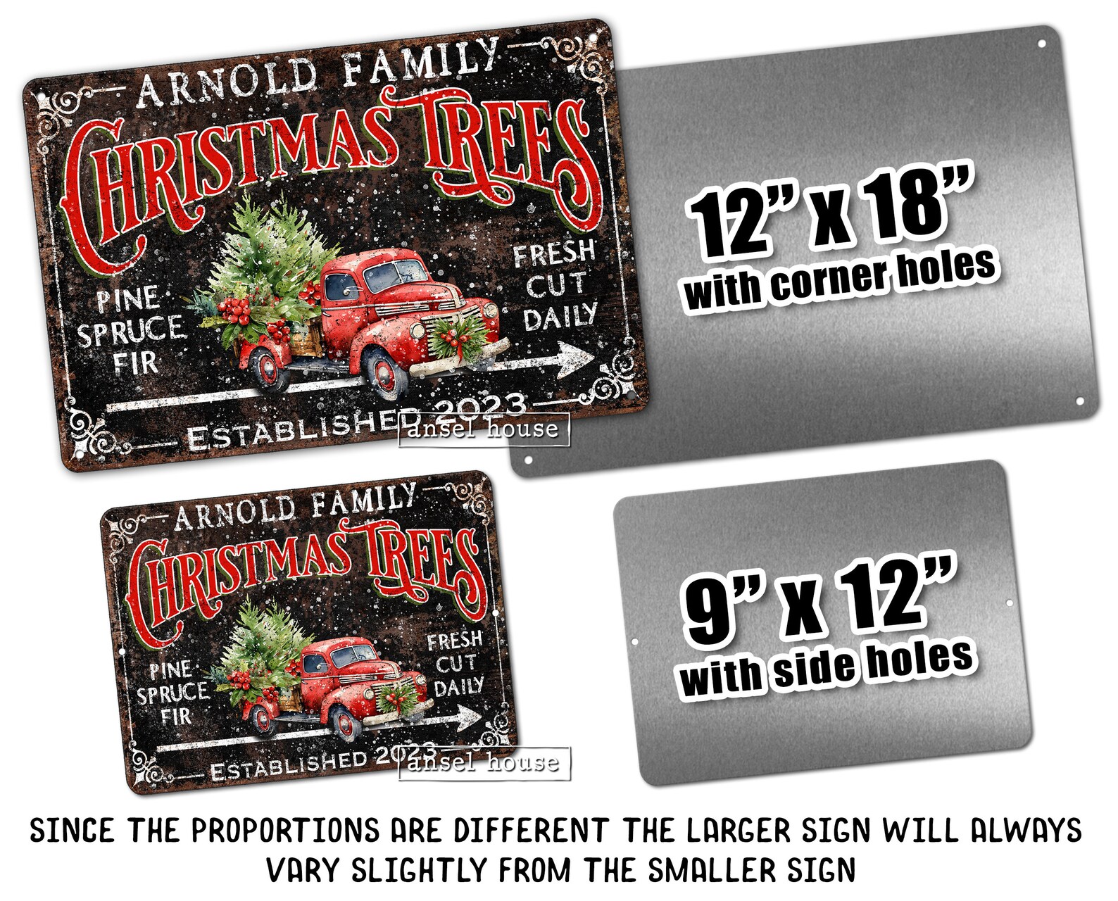 Personalized Custom Christmas Tree Farm Metal Sign Decoration Modern ...