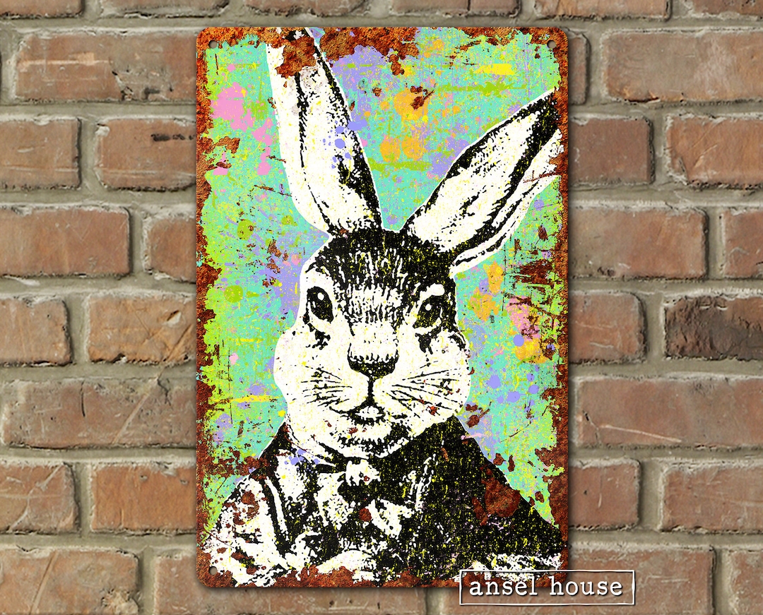 Metal Bunny Rabbit Sign Spring Easter Decoration Modern Farmhouse Decor ...
