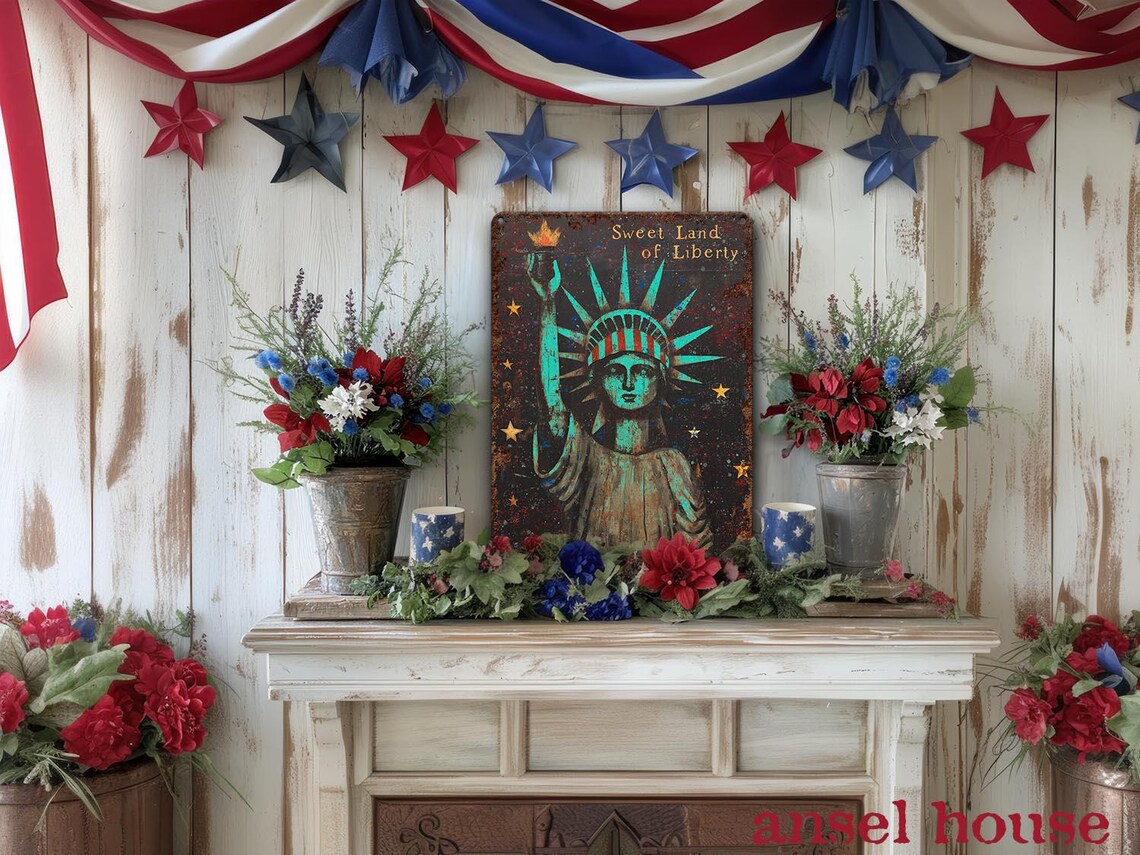 Primitive 4th of July Decor Metal Art Sign - Rustic Americana ...