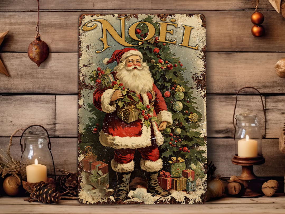 Vintage Noel Sign Victorian Style Santa Primitive Christmas Decor ...