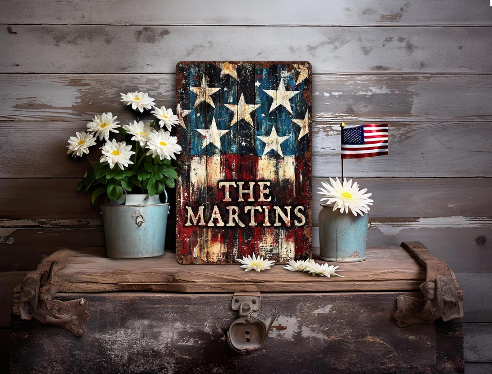 Personalized Name 4th of July Decor - Patriotic Americana Metal Art ...