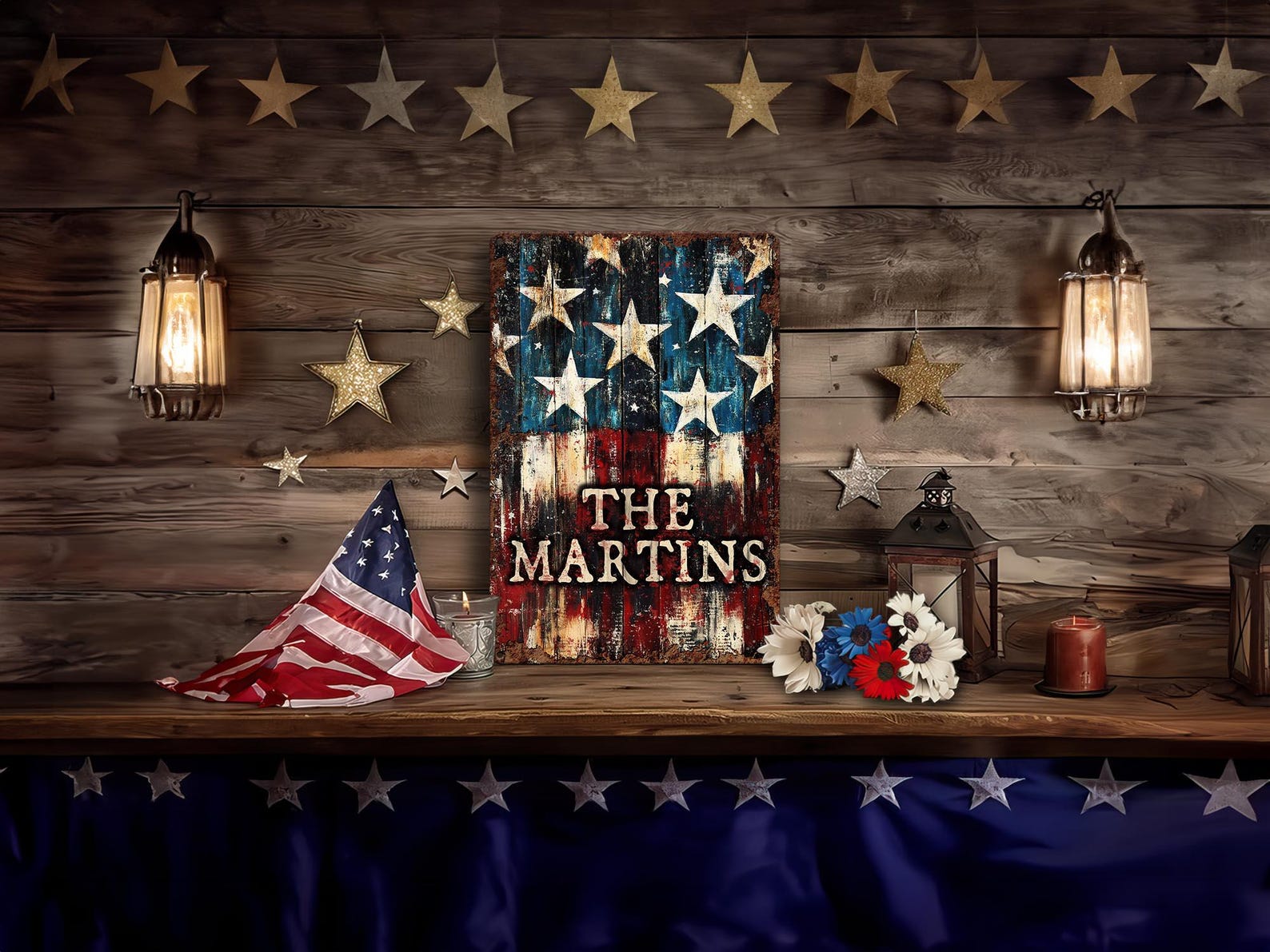 Personalized Name 4th of July Decor - Patriotic Americana Metal Art ...