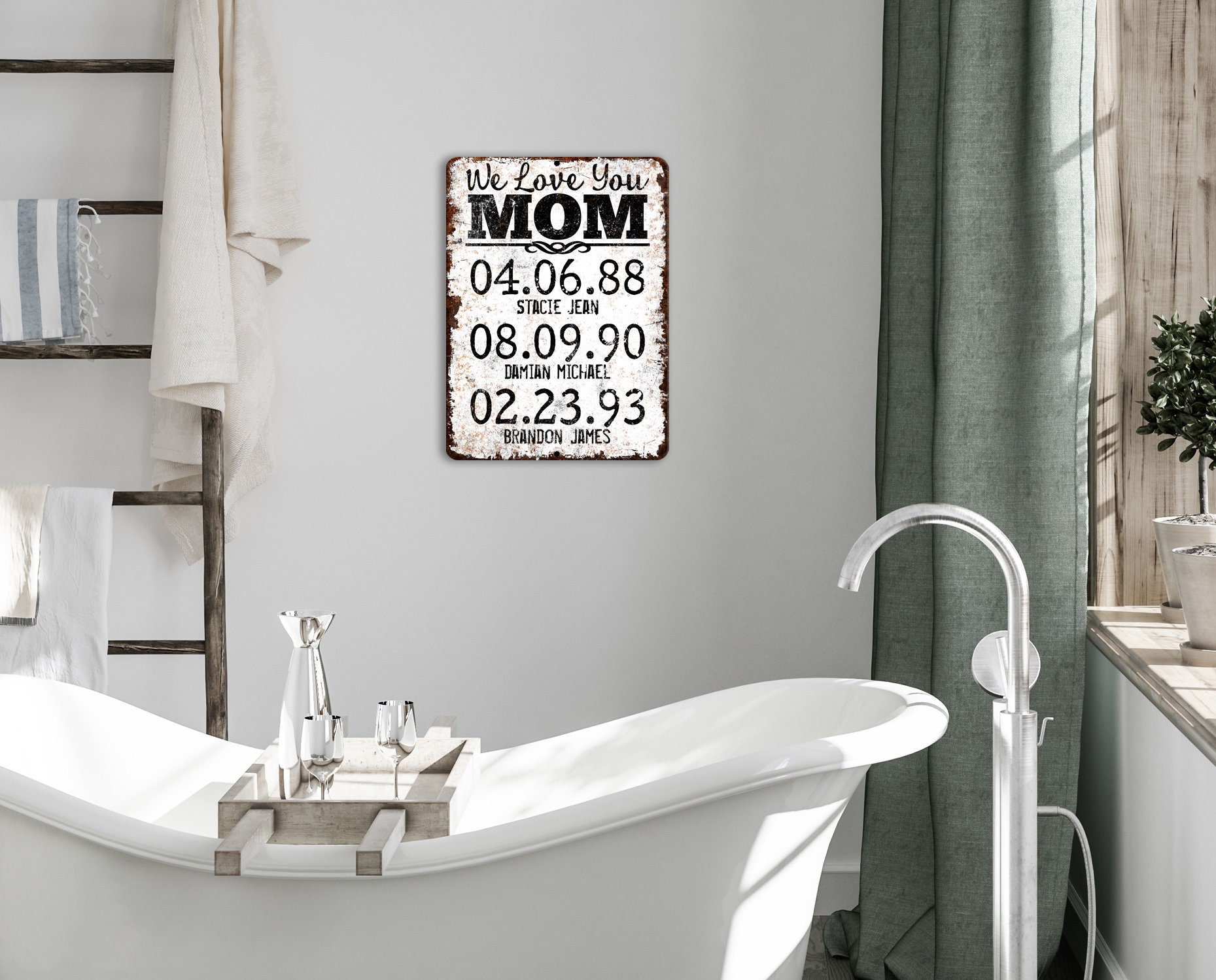 Mothers Day Gift Mom Sign With Kids Names and Birthdays Metal | Etsy