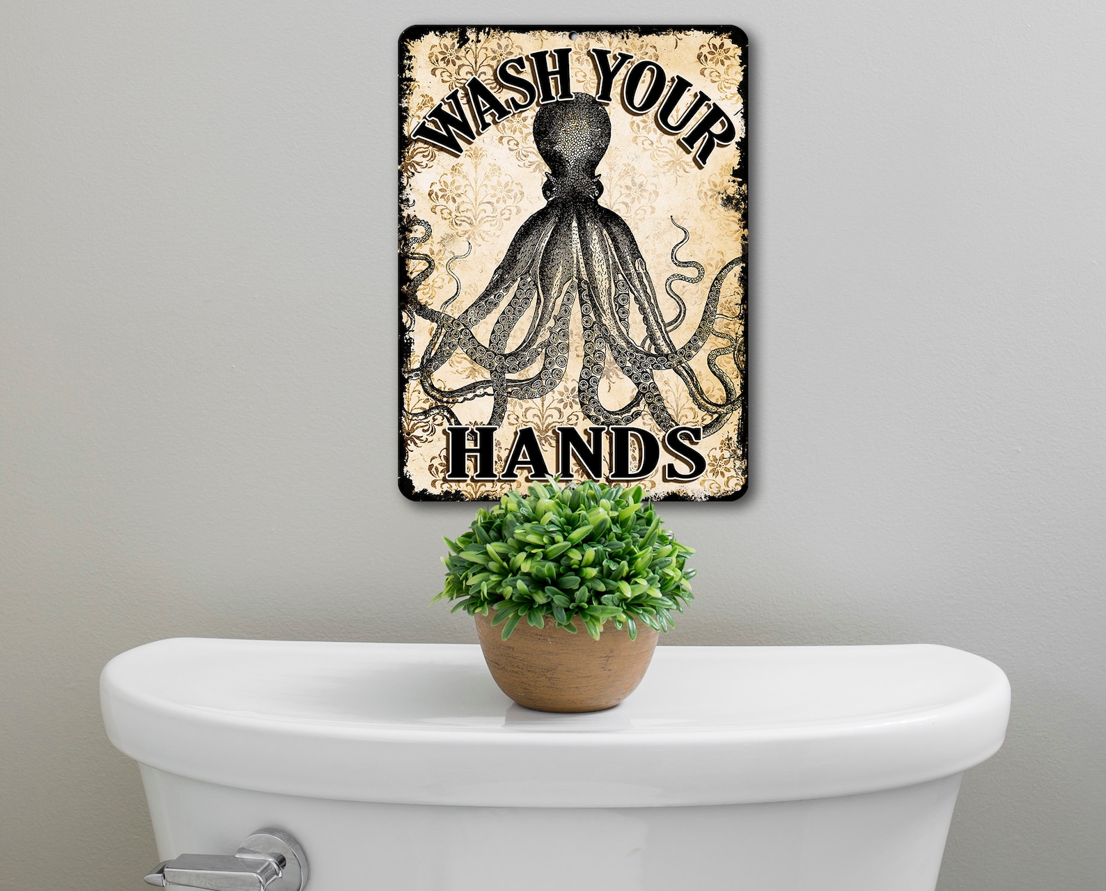 Octopus Wash Your Hands Bathroom Wall Decor Kitchen Art - Etsy