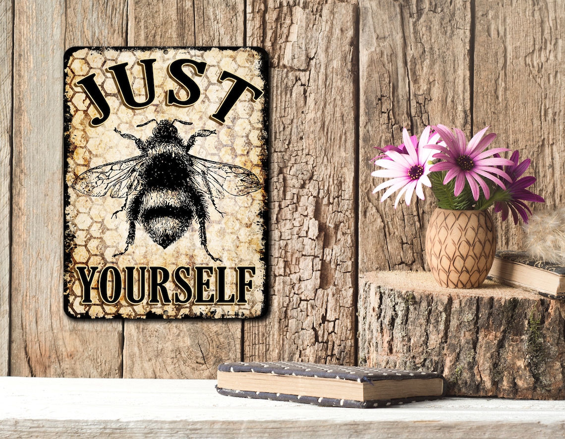 Bumble Bee Inspirational Sign Bathroom Bedroom Wall Decor Art Vintage ...