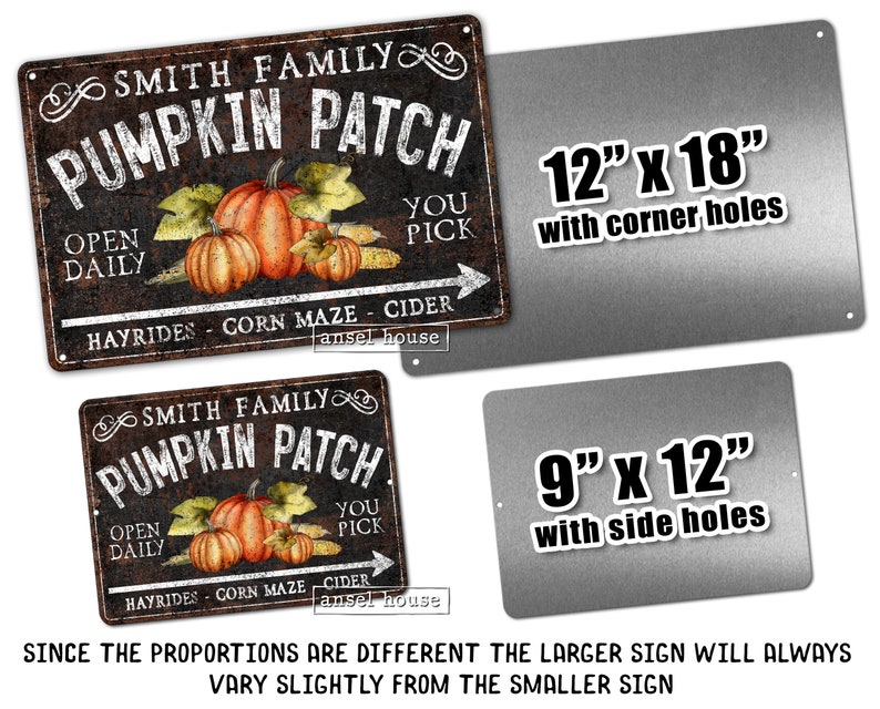 Custom Pumpkin Patch Farm Metal Sign Personalized Name Porch Patio Door ...