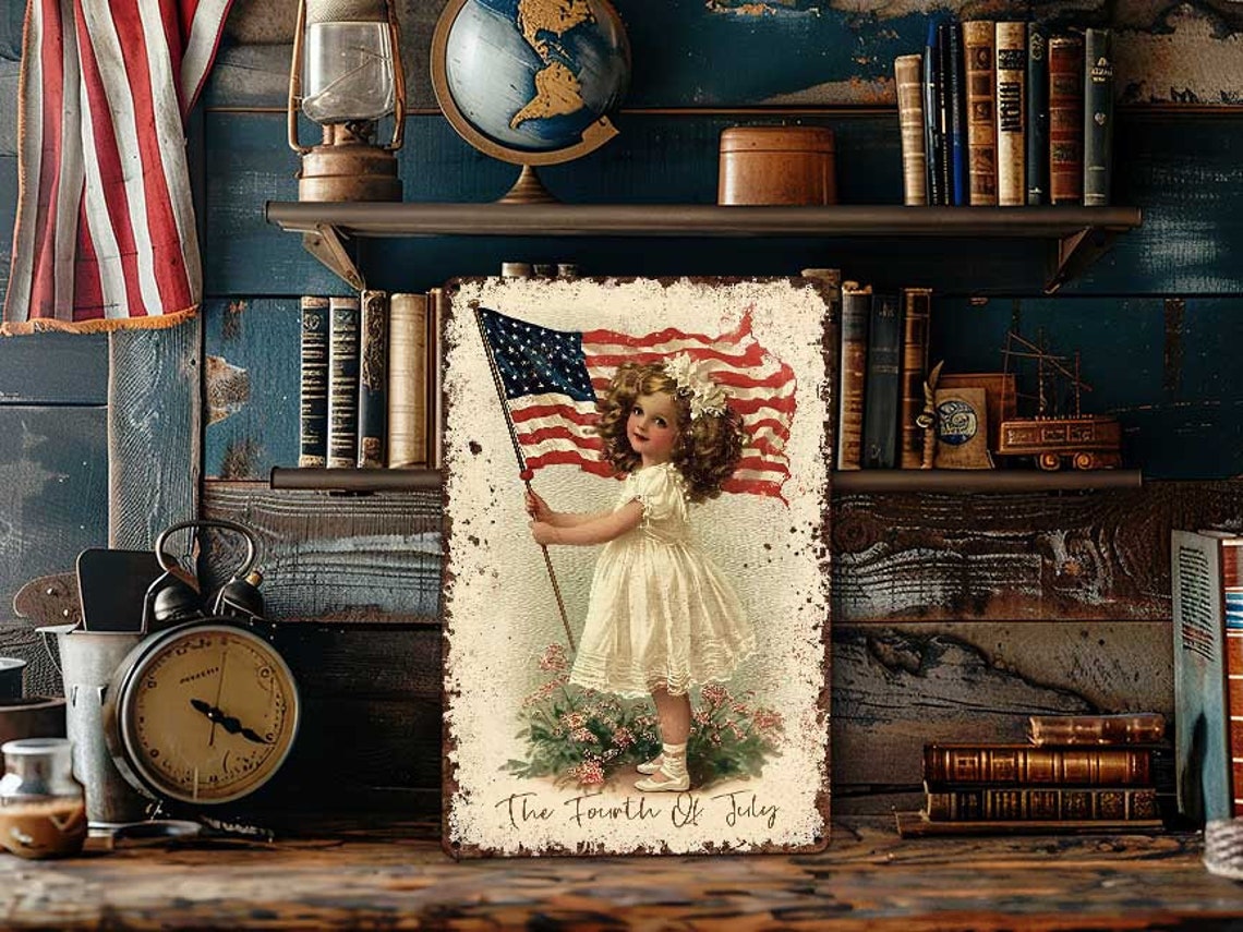 Primitive 4th of July Decor - Victorian Patriotic Art Sign - Rustic ...
