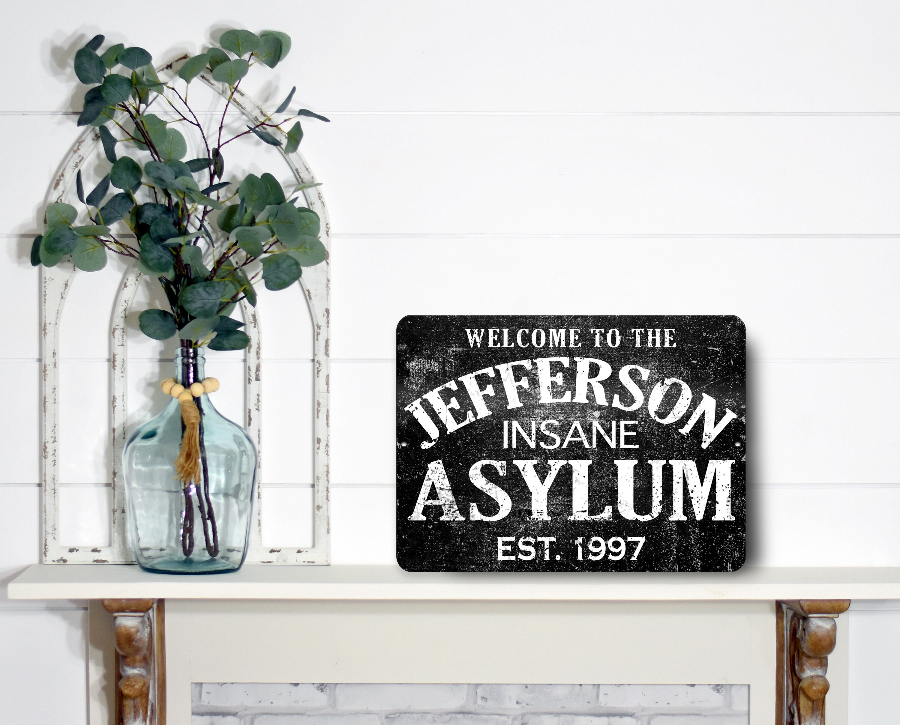 Custom Insane Asylum Metal Sign Personalized Family Last Name | Etsy