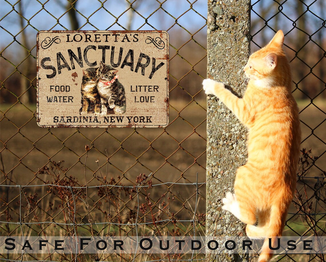 Personalized Cat Sanctuary Sign With Name Backyard Established Date Cat ...