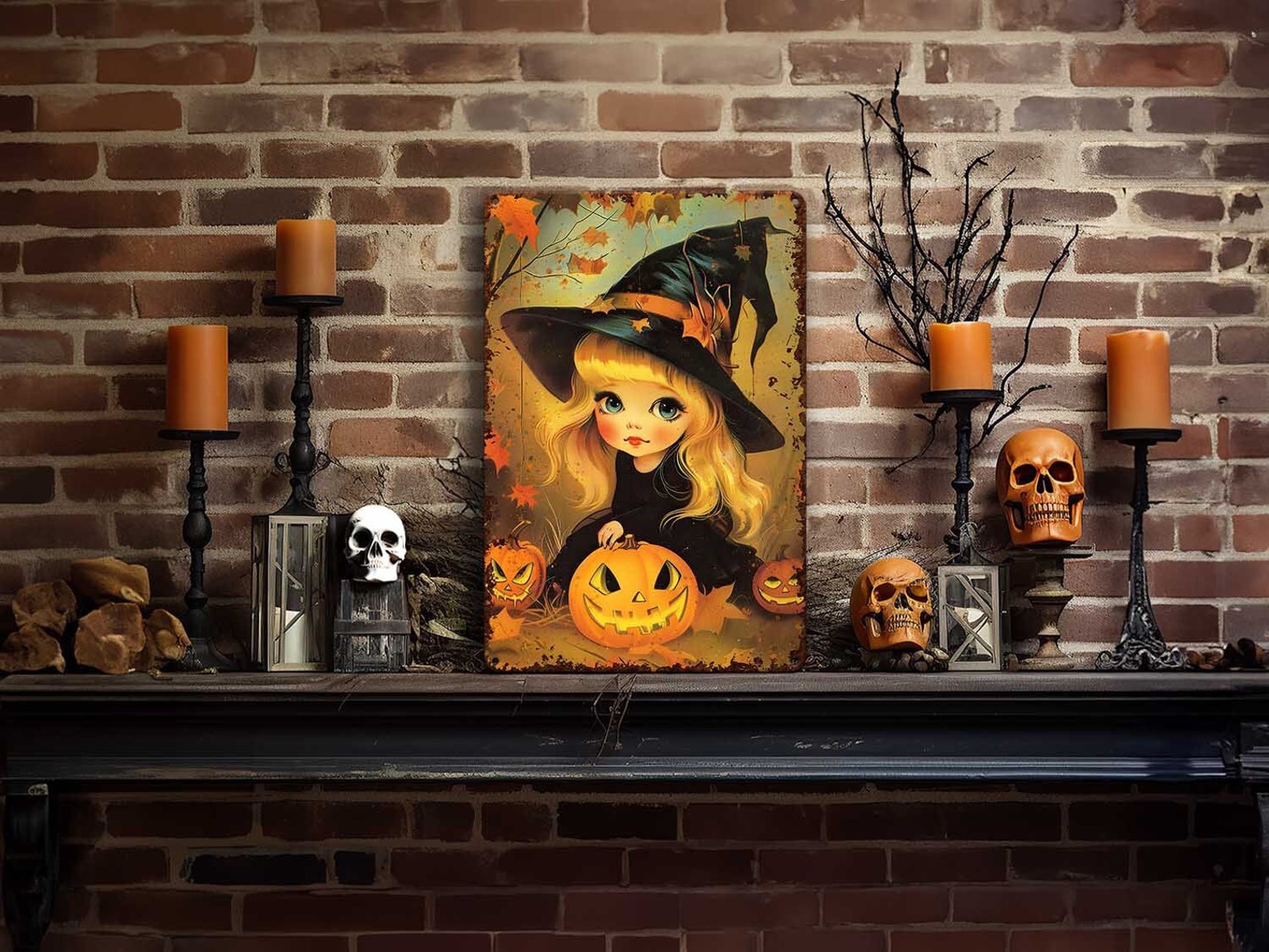 Cute Retro Kitsch Halloween Decor Art Sign - Mid Century Modern - Wall ...