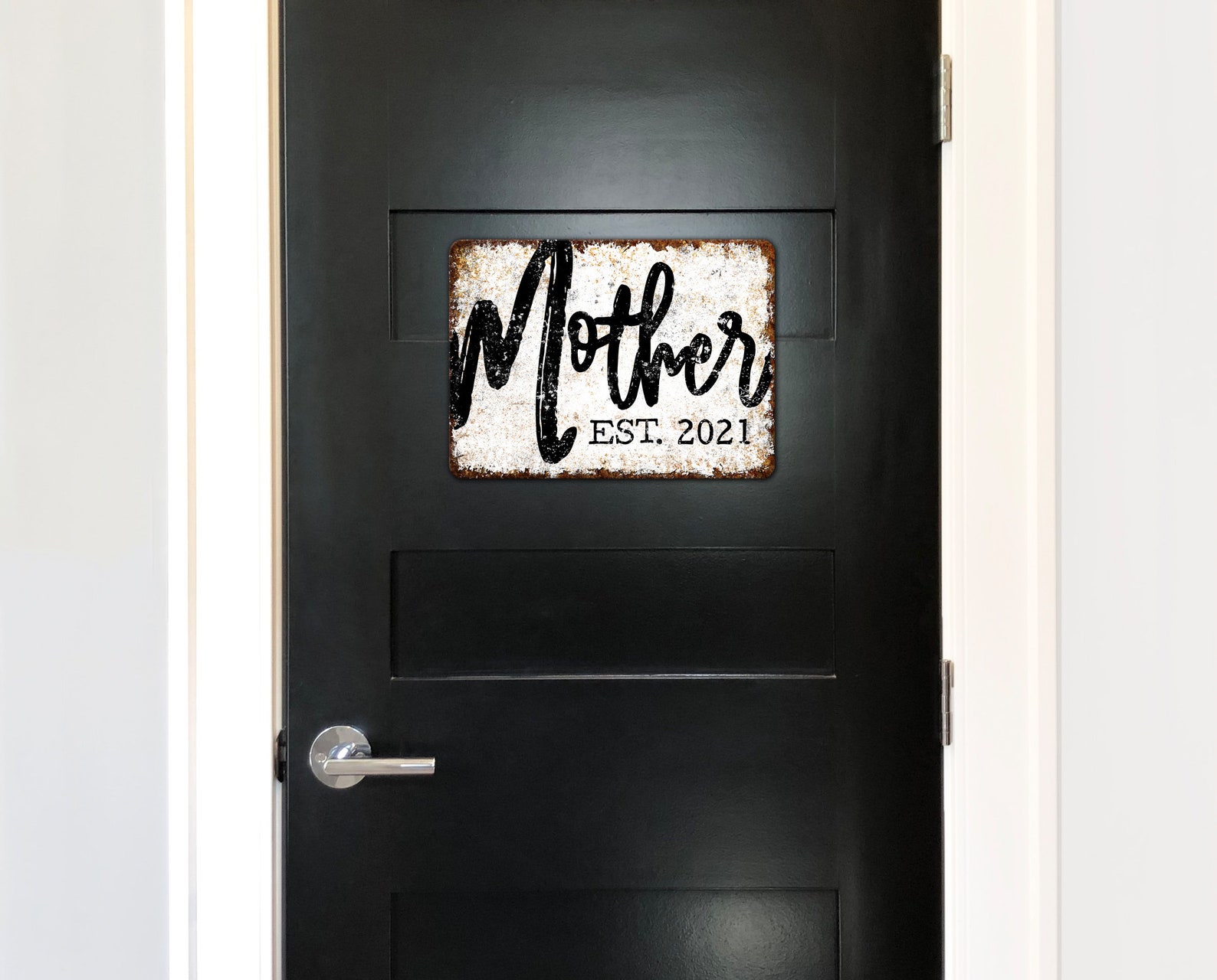 New Mom Mother Sign With 2021 Established Date Metal Farmhouse - Etsy