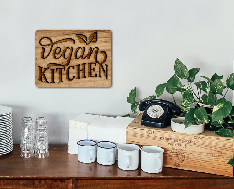 Vegan Kitchen Metal Sign Farmhouse Wall Decor Indoor Outdoor | Etsy