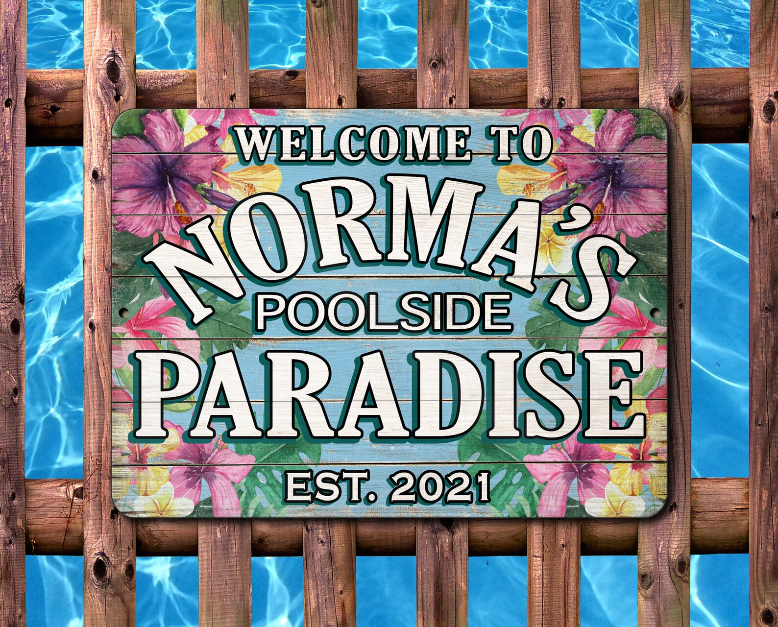 Poolside Paradise Backyard Swimming Pool Patio Sign Custom | Etsy