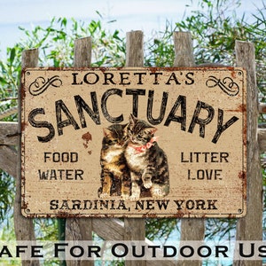 Personalized Cat Sanctuary Sign With Name Backyard Established Date Cat ...