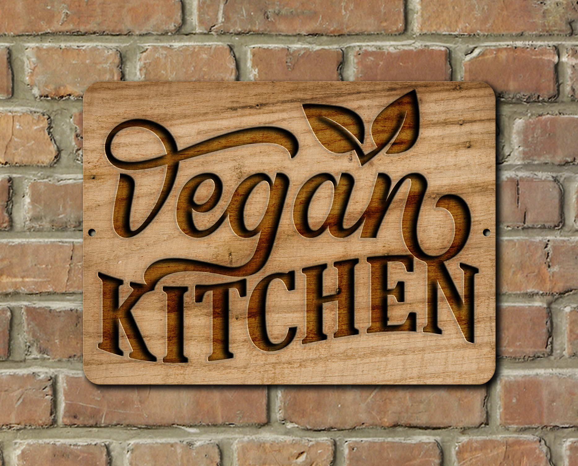 Vegan Kitchen Metal Sign Farmhouse Wall Decor Indoor Outdoor Faux Wood ...