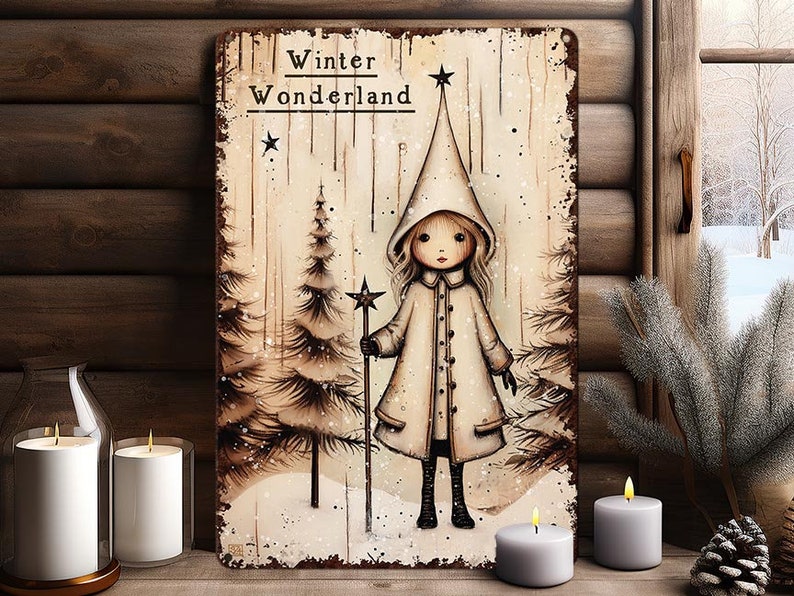 Primitive Rustic Metal Winter Snow Wall Art Mantle Sign Decoration ...