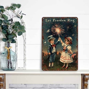Primitive Victorian July 4th Decor - Vintage Postcard Art Sign ...