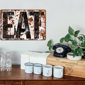 Metal EAT Kitchen Sign Decoration Gift Farmhouse Industrial Distressed ...