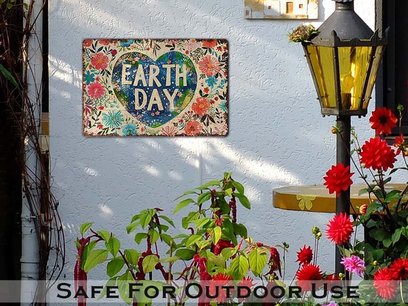 Earth Day Decor - Mantle Door Decoration Metal Art Sign - Safe Indoor ...