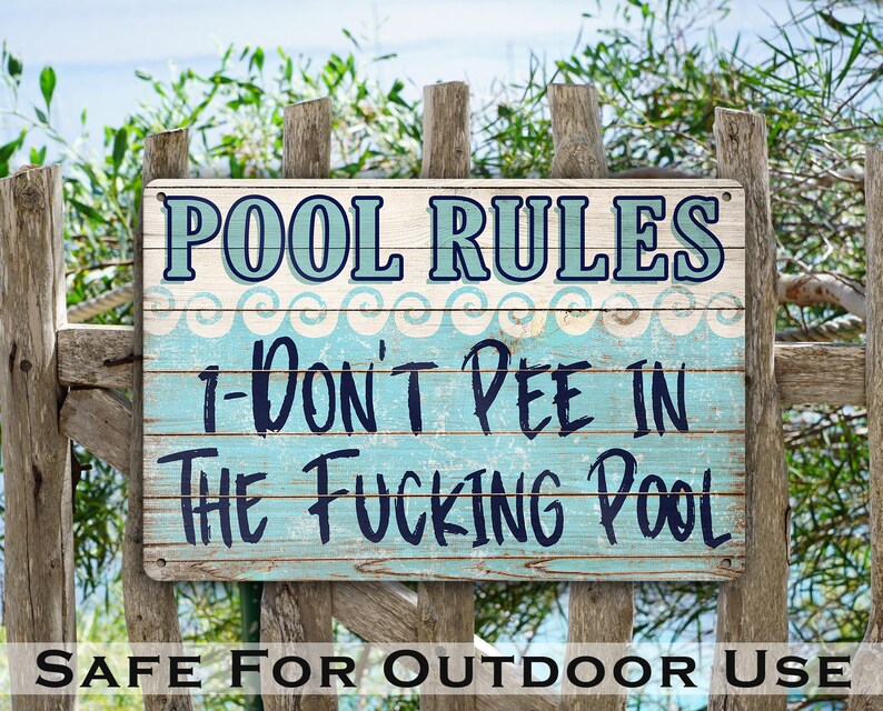 Pool Decor Sign On Rust Proof Aluminum Funny Backyard Decoration T