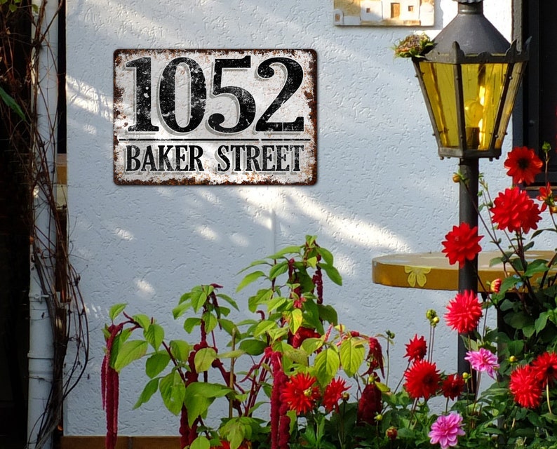 Address Plaque Porch Sign for House Rusty Aluminum Tin Metal - Etsy